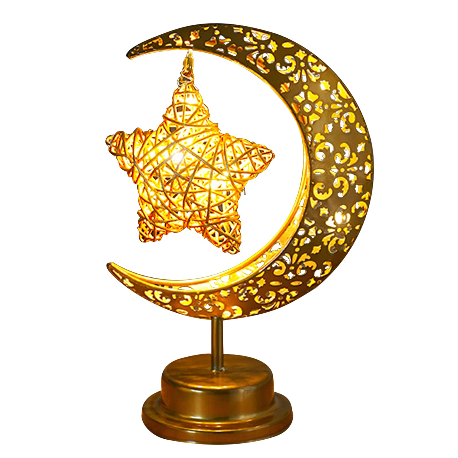 Moon Table Lamp Half Moon Light Metal Ramadan Star Lamp Lunar Lamp ...