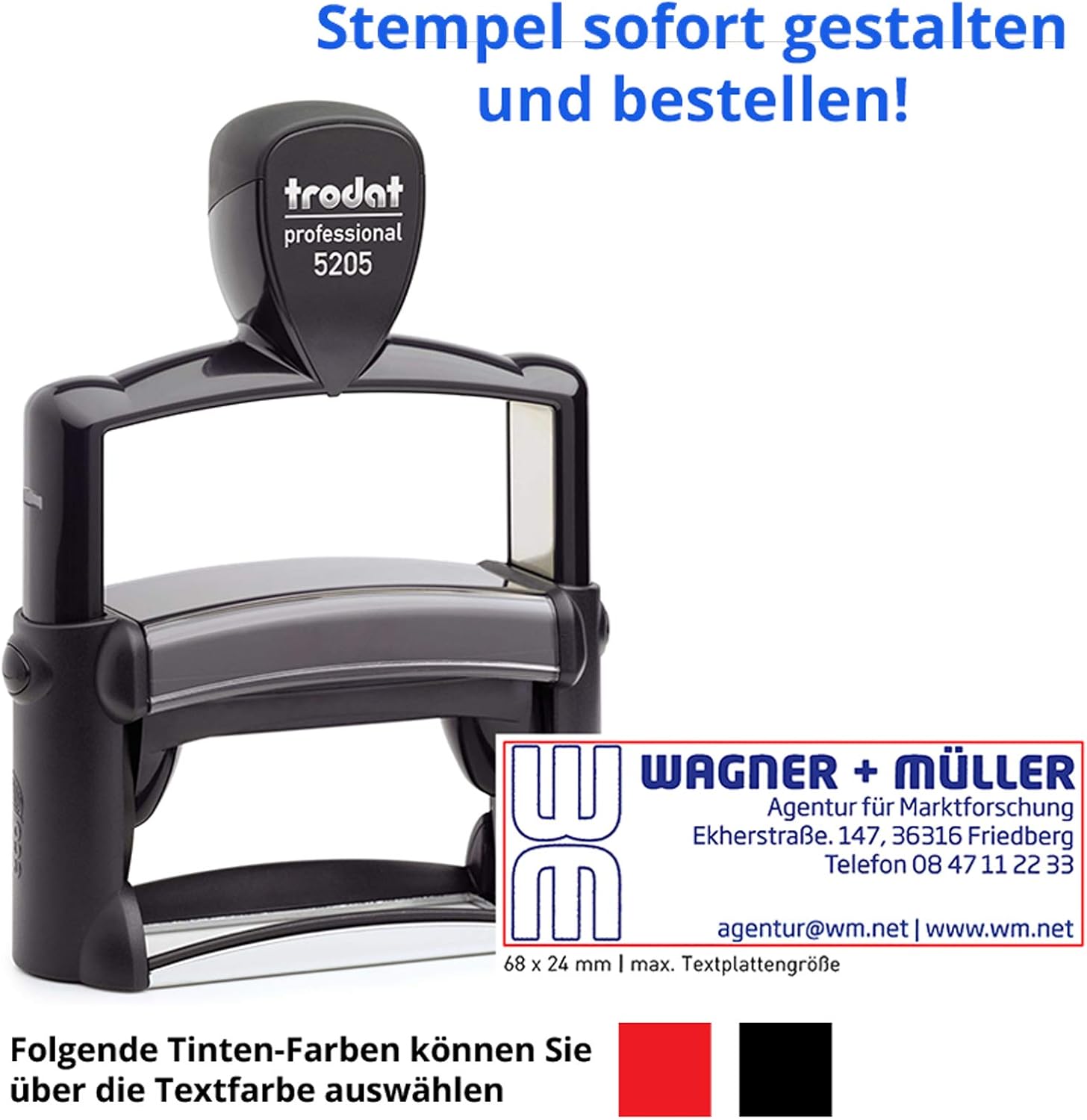 Stempel Trodat Professional 5205-68x24mm - 5-zeiliger Stempel, Metallstempel aus Edelstahl, sehr ...