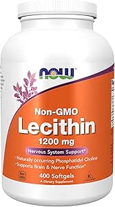 Amazon.com: NOW Supplements, Lecithin 1200 mg with naturally occurring Phosphatidyl Choline, 400 ...
