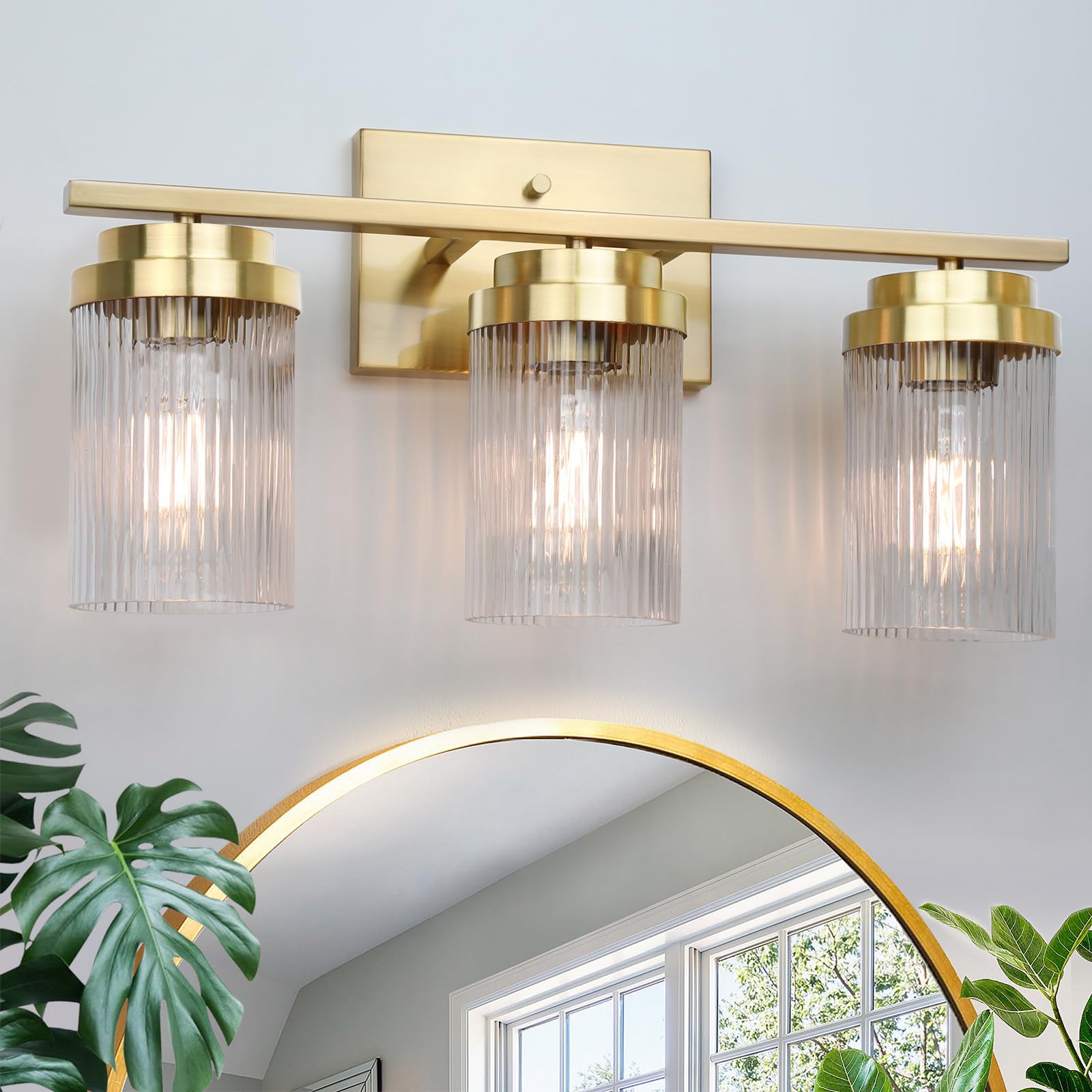 Gold Bathroom Light Fixtures: 3 Light Bathroom Vanity Light with ...