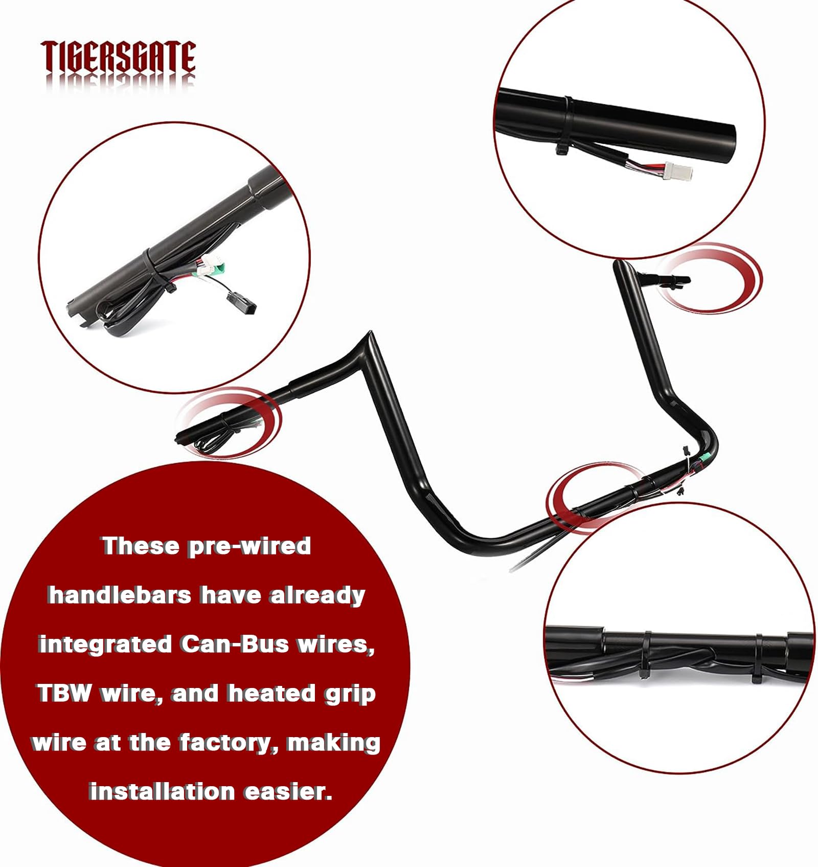 Mua TIGERSGATE Black PRE-WIRED 16" Meathook Monkey Bar 1 1/4" Ape ...
