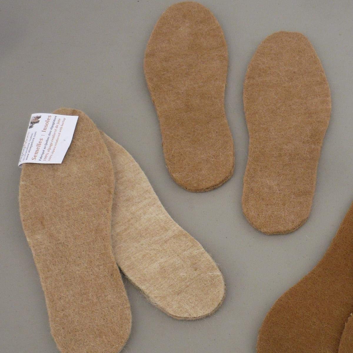 Felted alpaca insoles (3-pack) reinforced with burlap/boot liners/shoe ...