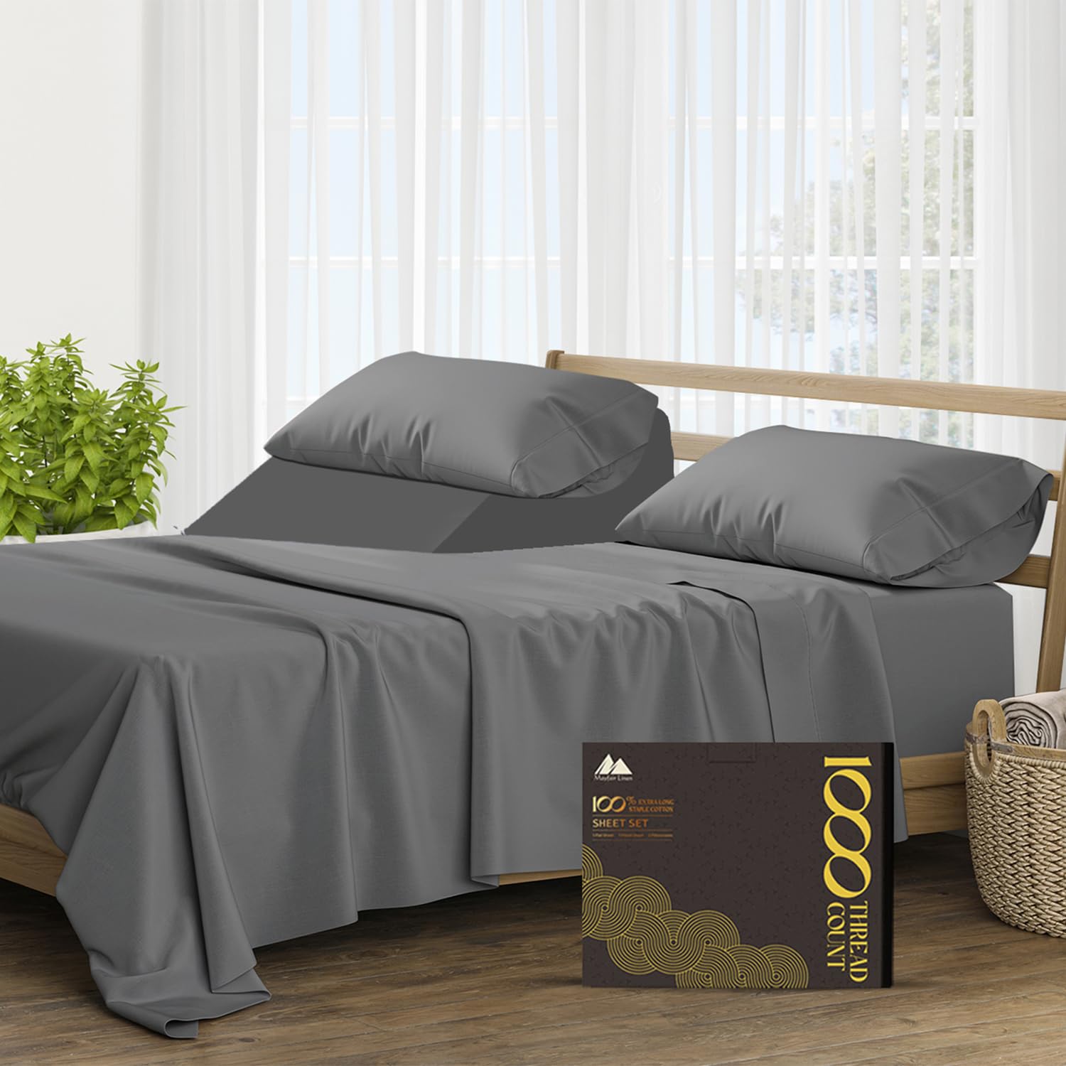 Mayfair Linen 100% Pure Egyptian Cotton Split King Sheets Sets for ...