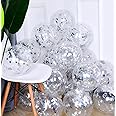 Amazon.com: 50pcs Silver Foil Confetti Balloons,12 inch Latex Balloon ...