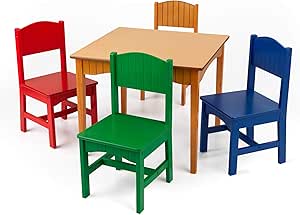 Amazon.com: KidKraft Nantucket Kid's Wooden Table & 4 Chairs Set with ...