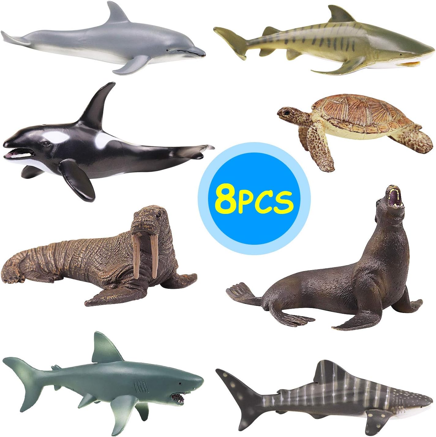 YIJIAOYUN 8 Pcs Large Ocean Sea Animal Figure Plastic Mould 6 ...