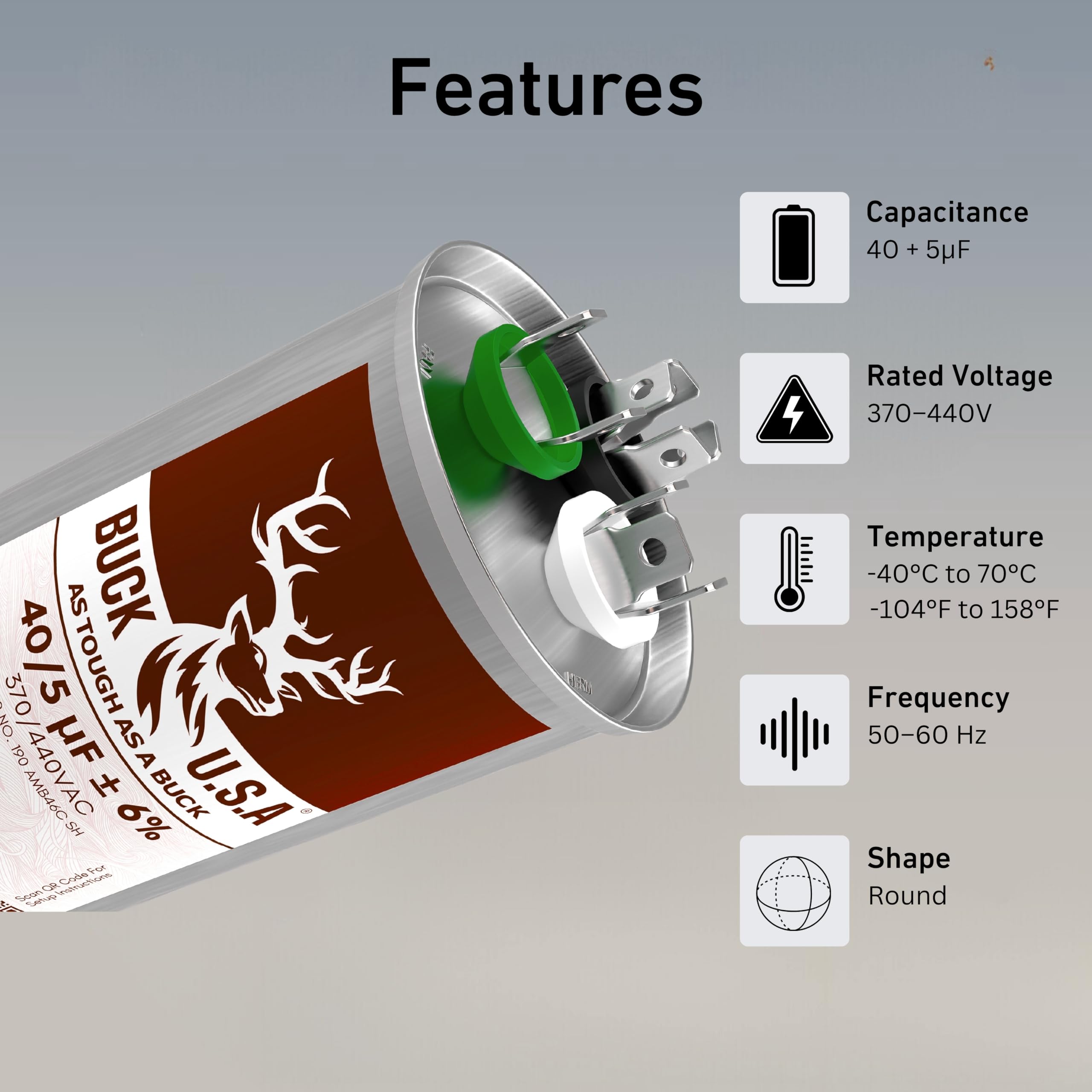 Mua Buck 40+5uF 40/5 MFD ±6% CBB65B Dual Run Round Start Capacitor ...