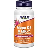 Amazon.com: Now Supplements, Mega D-3 & MK-7, 5000 IU / 180 mcg, Bone ...