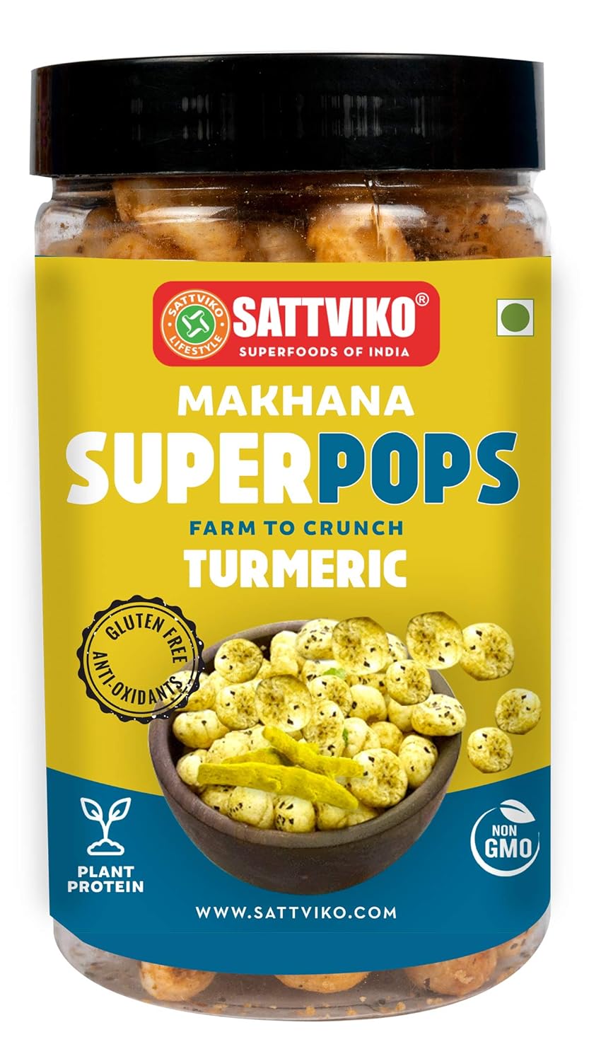 Sattviko Turmeric (Haldi) Roasted Makhana Superpops 67 g | Healthy ...