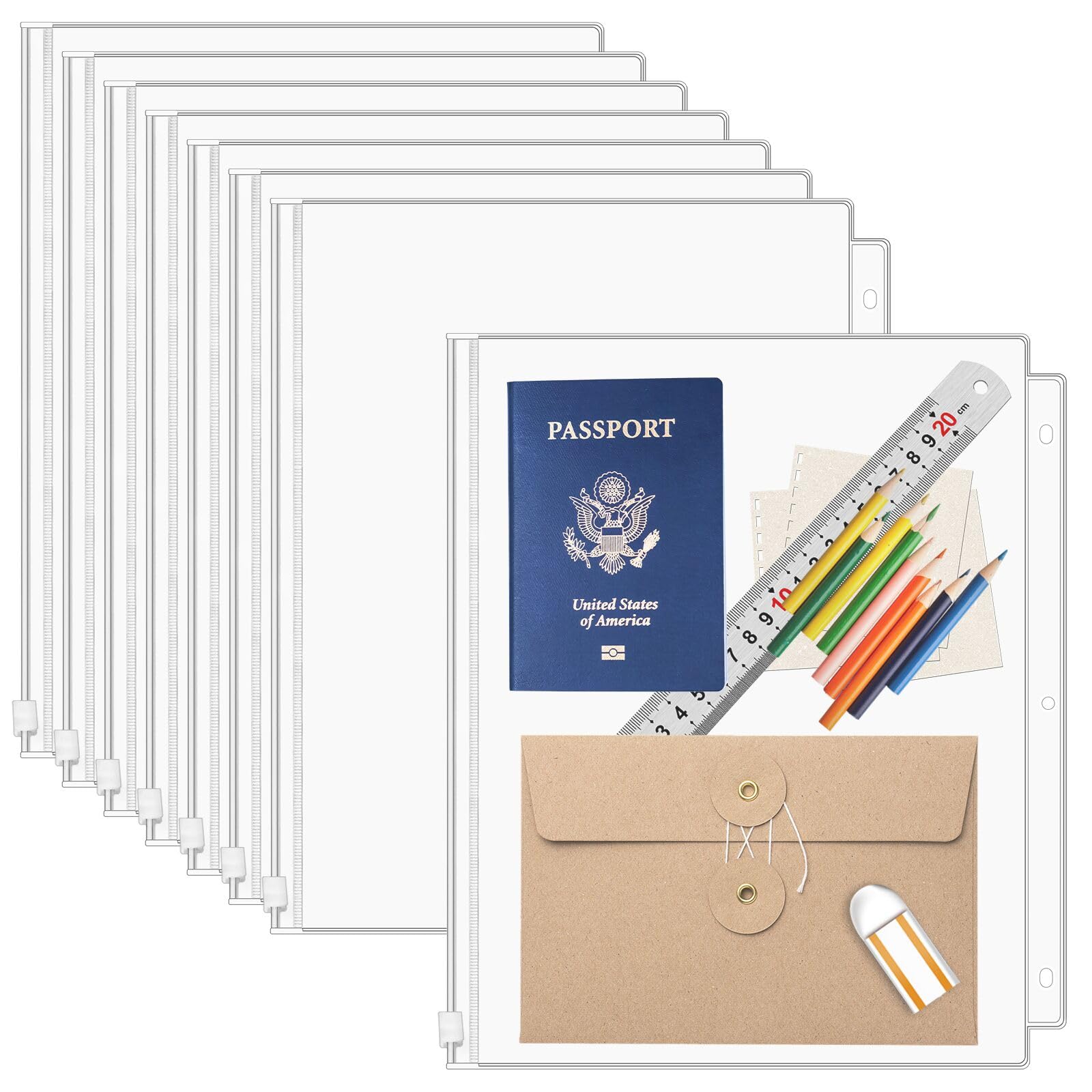 VOKOY 12 Pack Clear Letter Size Binder Pockets 3 Holes, Thickened ...