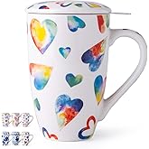 Amazon.com: GBHOME Tea Mug with Infuser and Lid, 18 Ounce large Ceramic ...