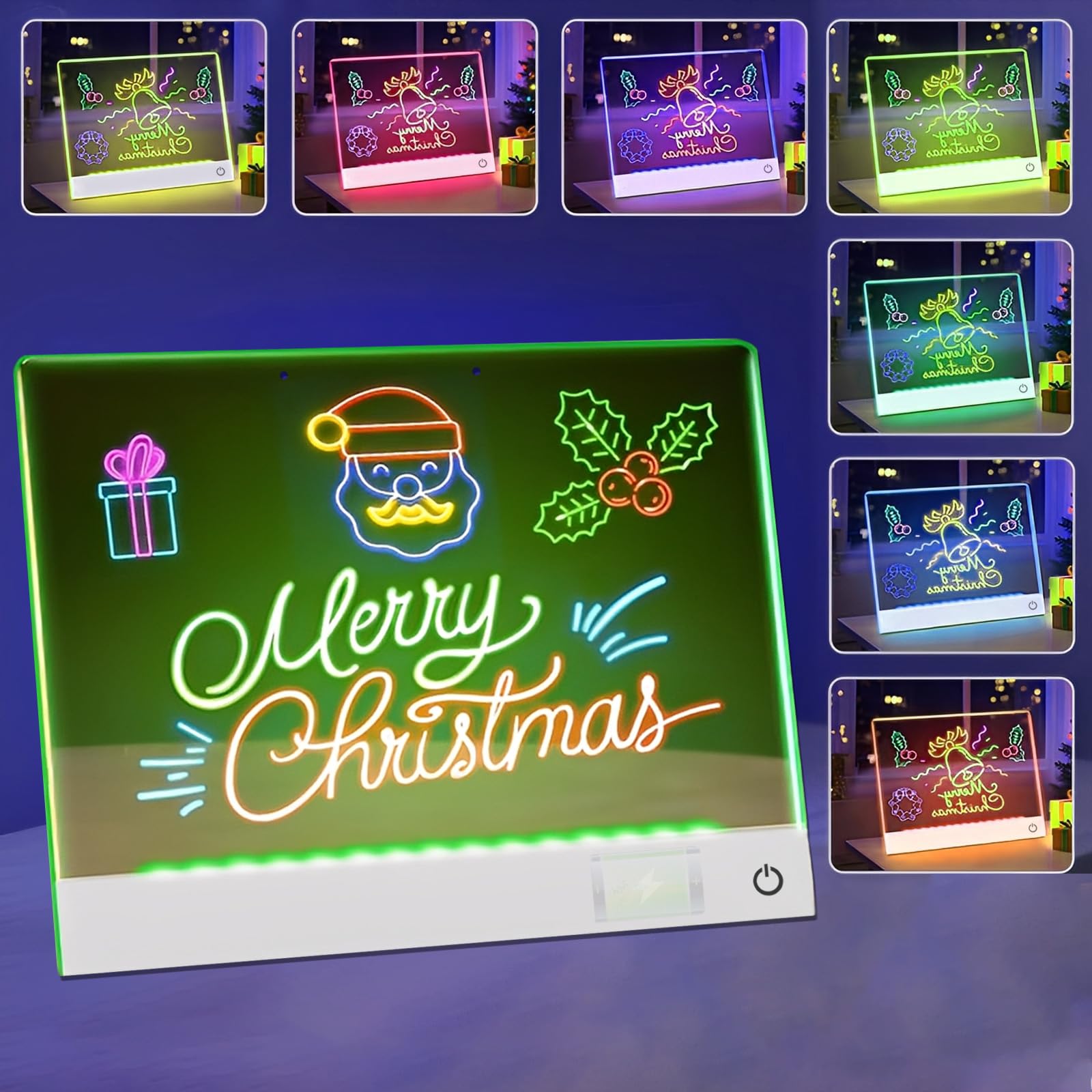 Rechargeable LED Drawing Board, Doodle Glow LED Note Board with 7 ...