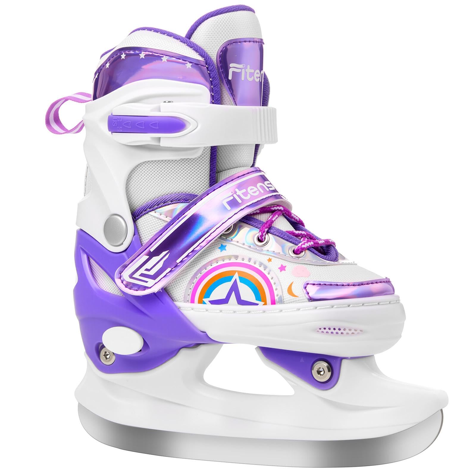 Fitense Adjustable Ice Skates for Kids Girls Ages 3-12, 4 Size Ice ...