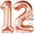 Amazon.com: Large, Rose Gold 12 Balloon Number - 40 Inch | 12th ...