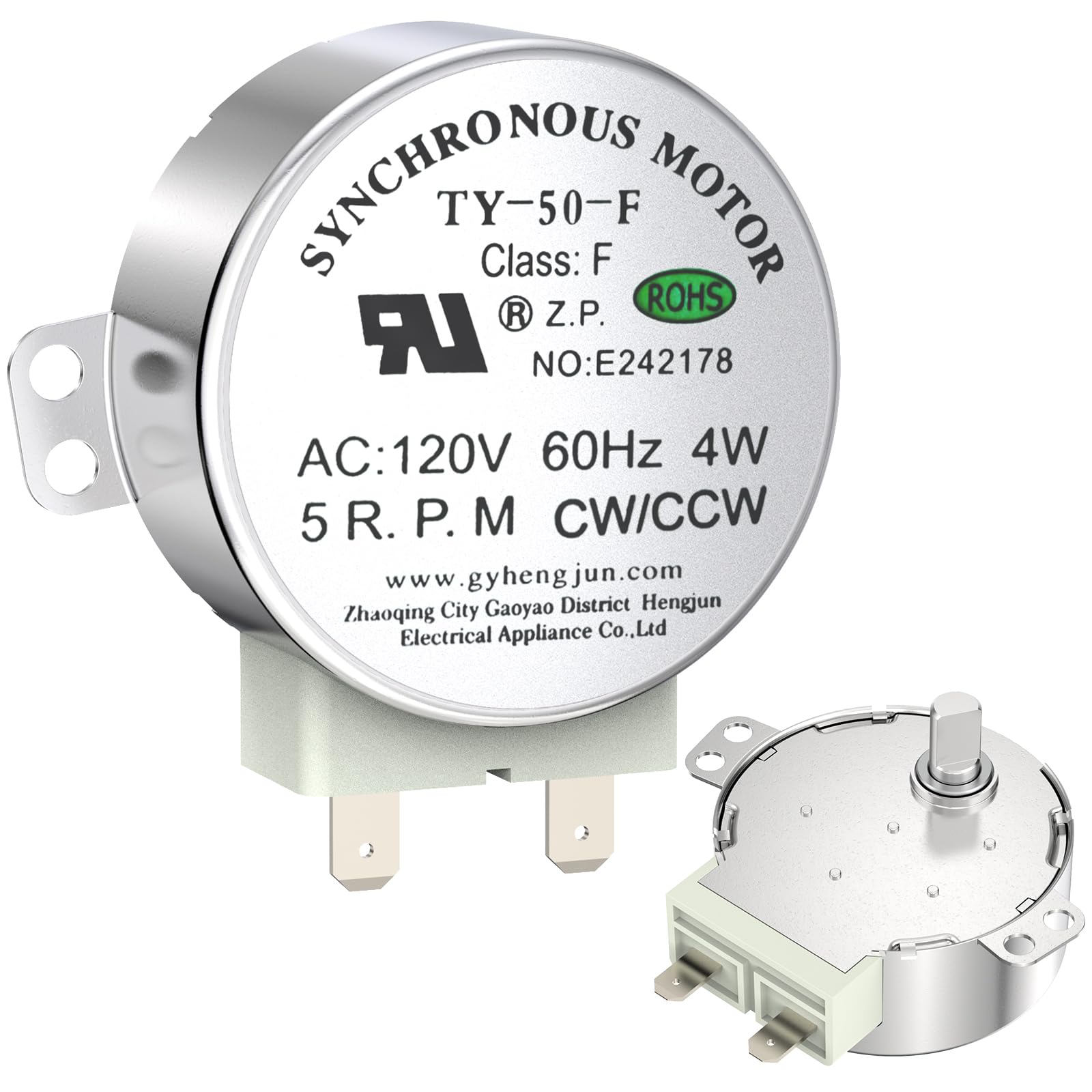 Synchronous Motor 5RPM AC120V 4W CCW/CW, Steel Shaft, Replaces TYJ50 ...
