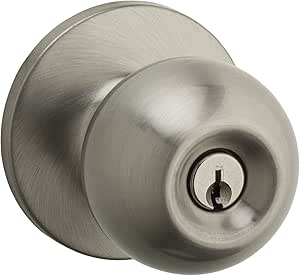 Weiser Regina Entry Knob, Exterior Door Knob with Key, Satin Nickel (9SK50000-019), Door Knobs ...