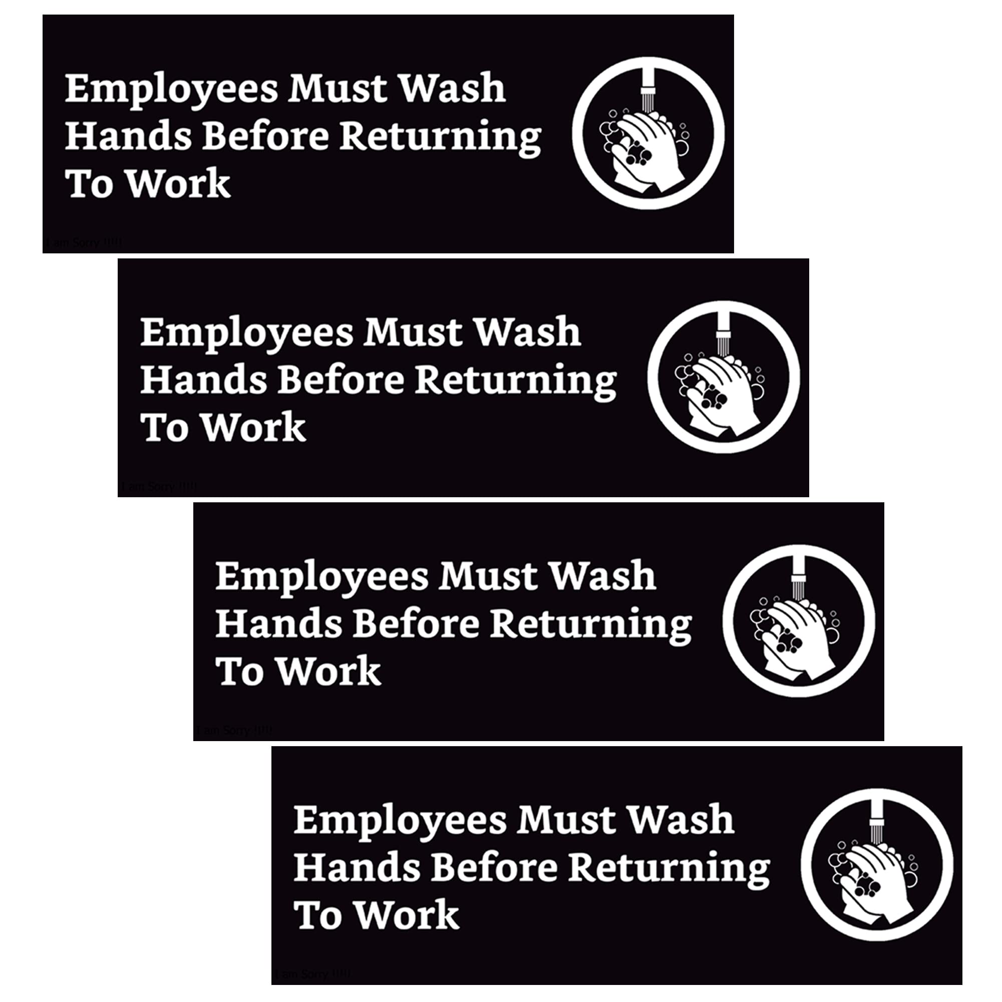 Mua Employees Must Wash Hands Sign (4 Stickers 7.3 in x 2.5 in) - Wash ...