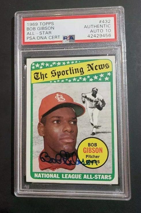 Bob Gibson Signed 1969 Topps All-Star #432 Autograph Cardinals HOF 10 ...
