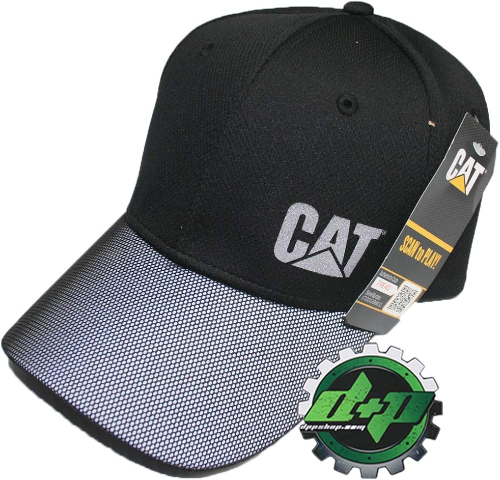 Amazon.com: CAT Logo Caterpillar Black Reflective Safety Bill Trucker ...