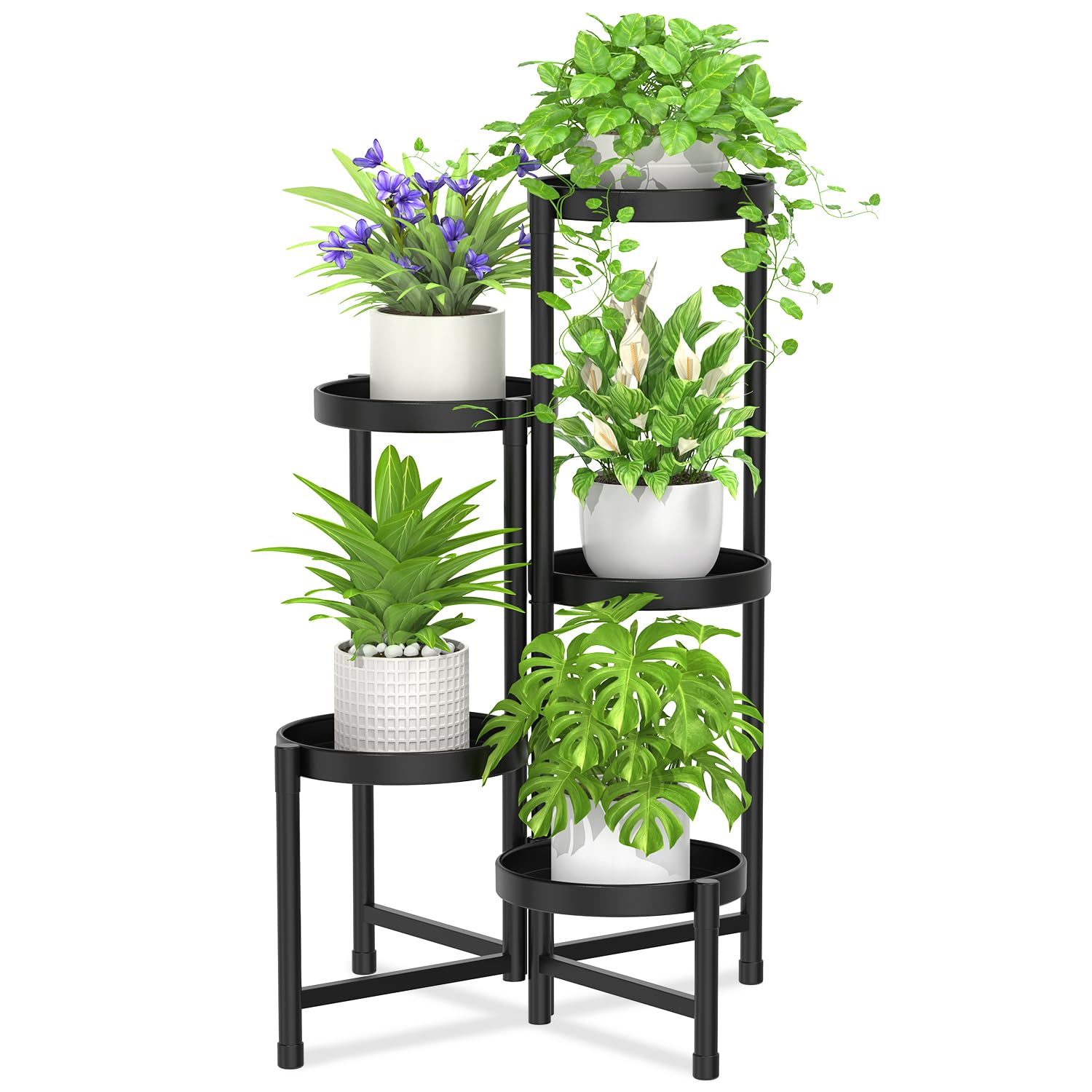 iDavosic.ly 5 Tier Metal Plant Stand for Indoor Outdoor, Foldable ...