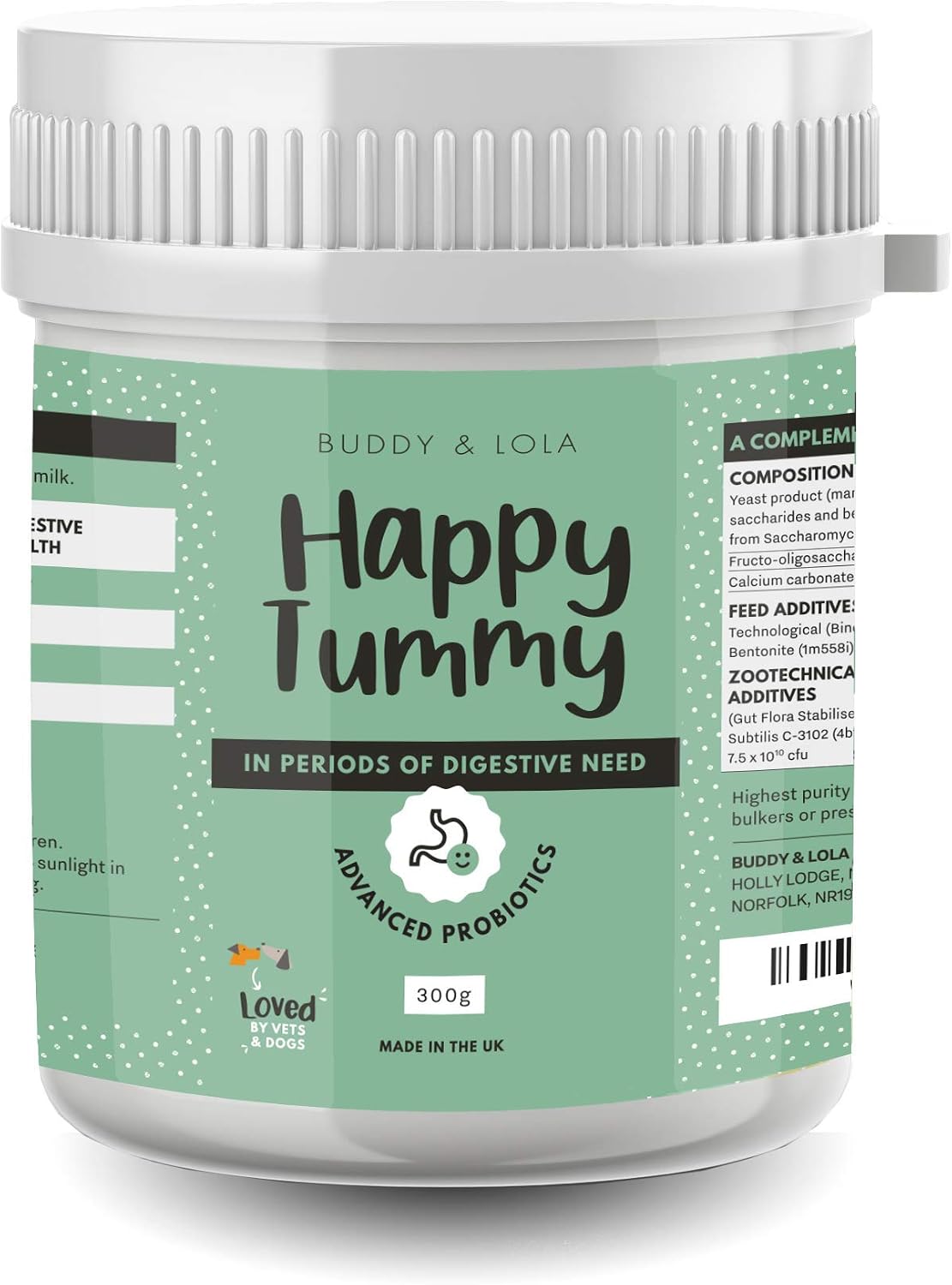 Buddy & Lola Happy Tummy Dog Probiotic - Daily Digestive Support with ...