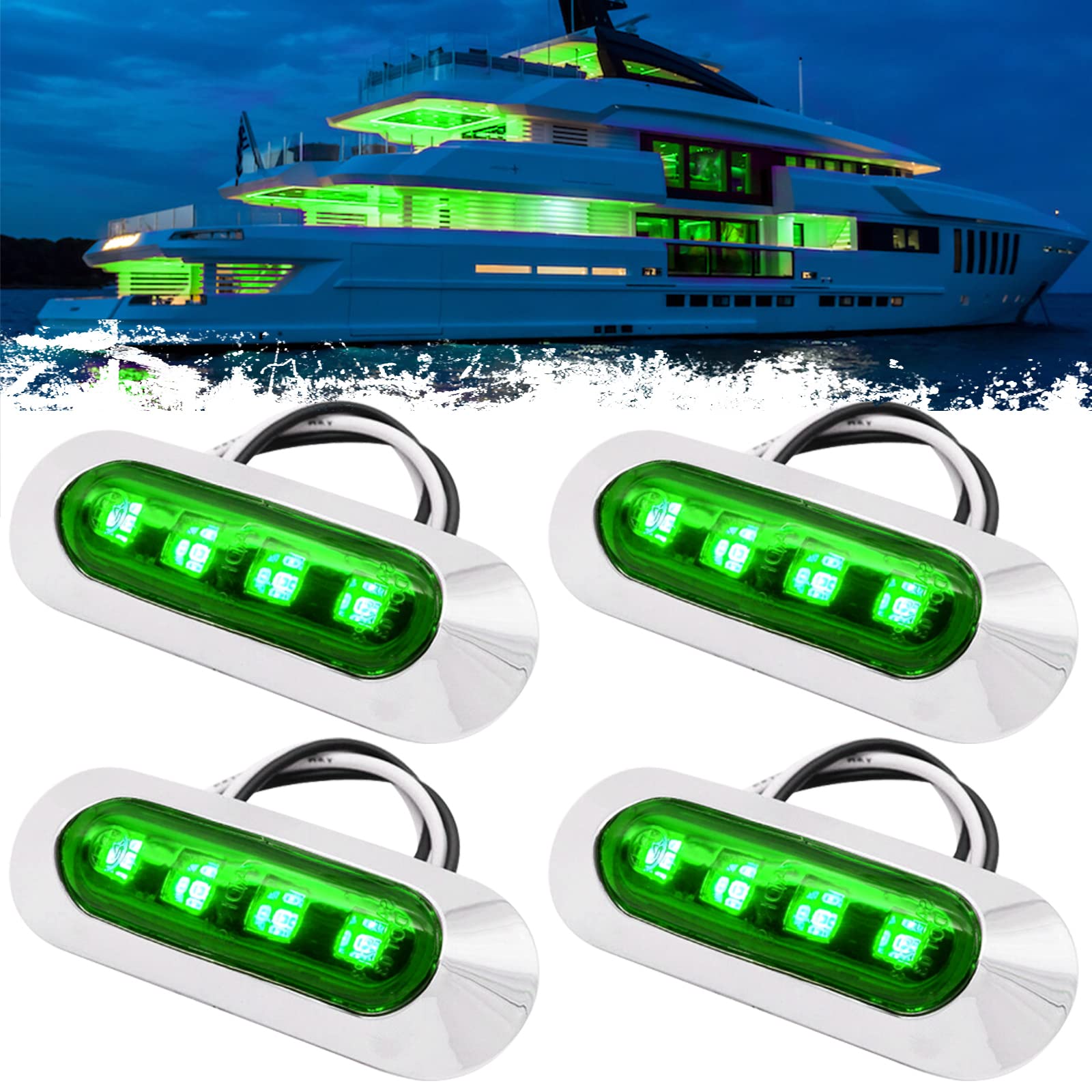 PSEQT 3.8'' Waterproof Boat Marine LED Lights Courtesy Interior Deck ...