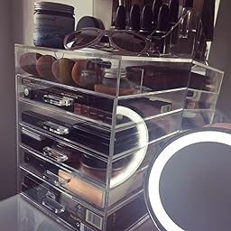 Beautify 6 Tier Clear Acrylic Cosmetic Makeup Cube Organiser With 5 ...