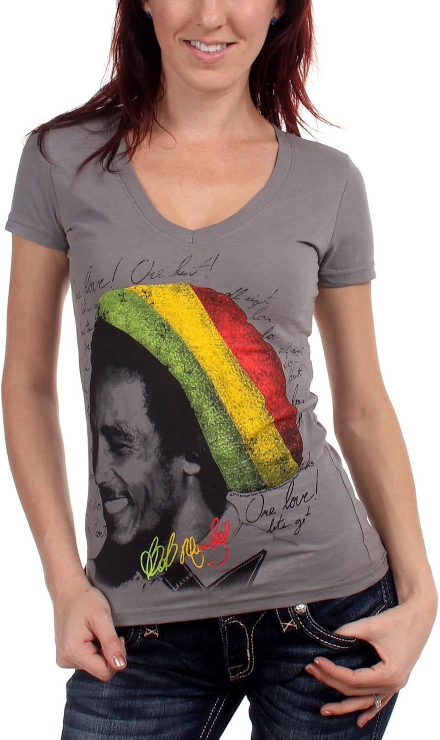Bob Marley - Les femmes Tam Rasta T-shirt dans l'asphalte: Amazon.fr ...