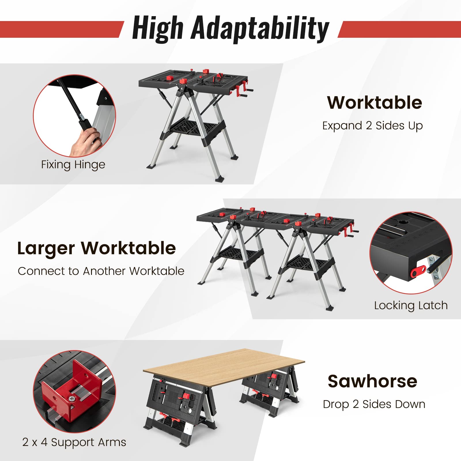 Mua IRONMAX Folding Work Table, 2-in-1 Height Adjustable Workbench ...