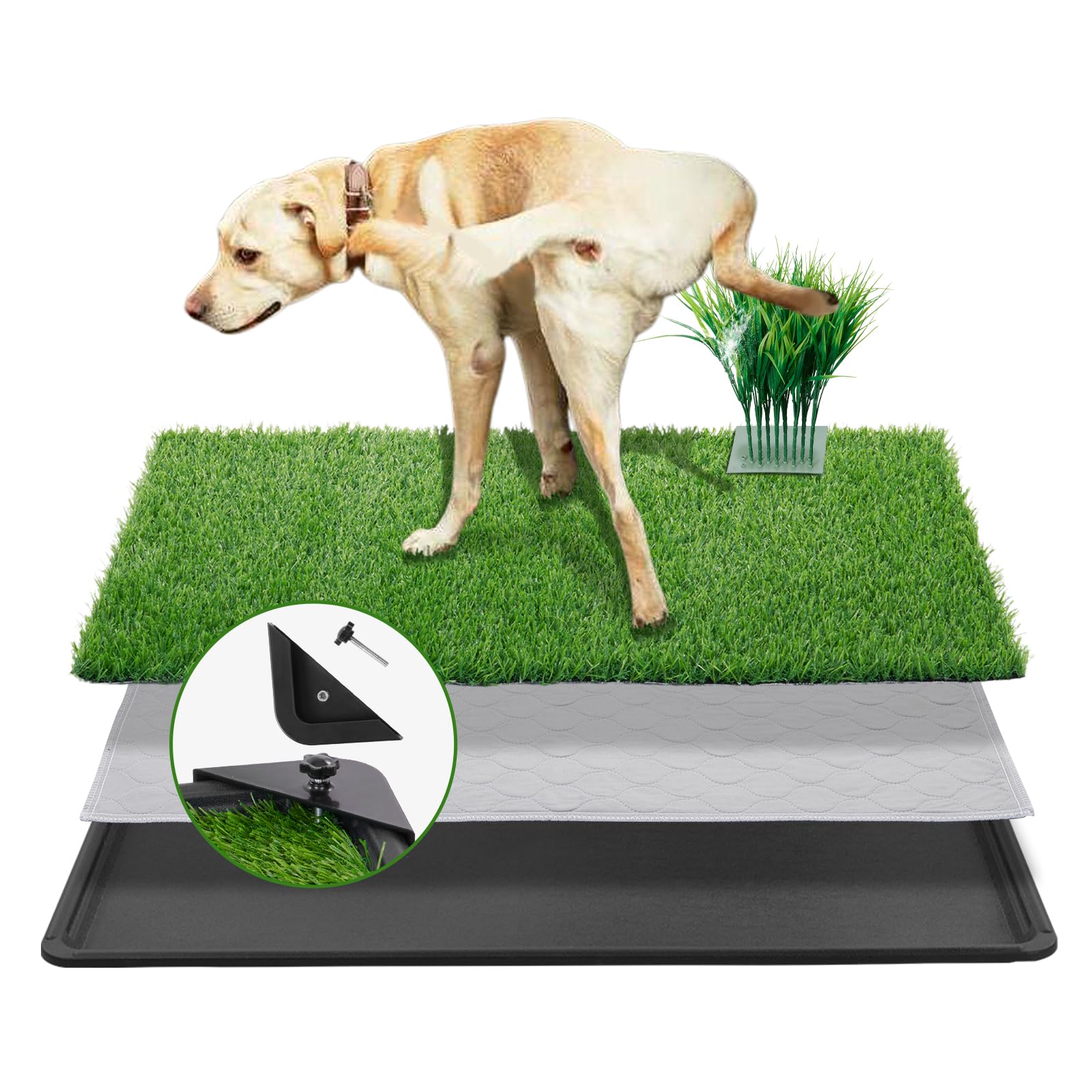 Dog Pad With Tray Large Artificial Grass Indoor Potty Training, No ...