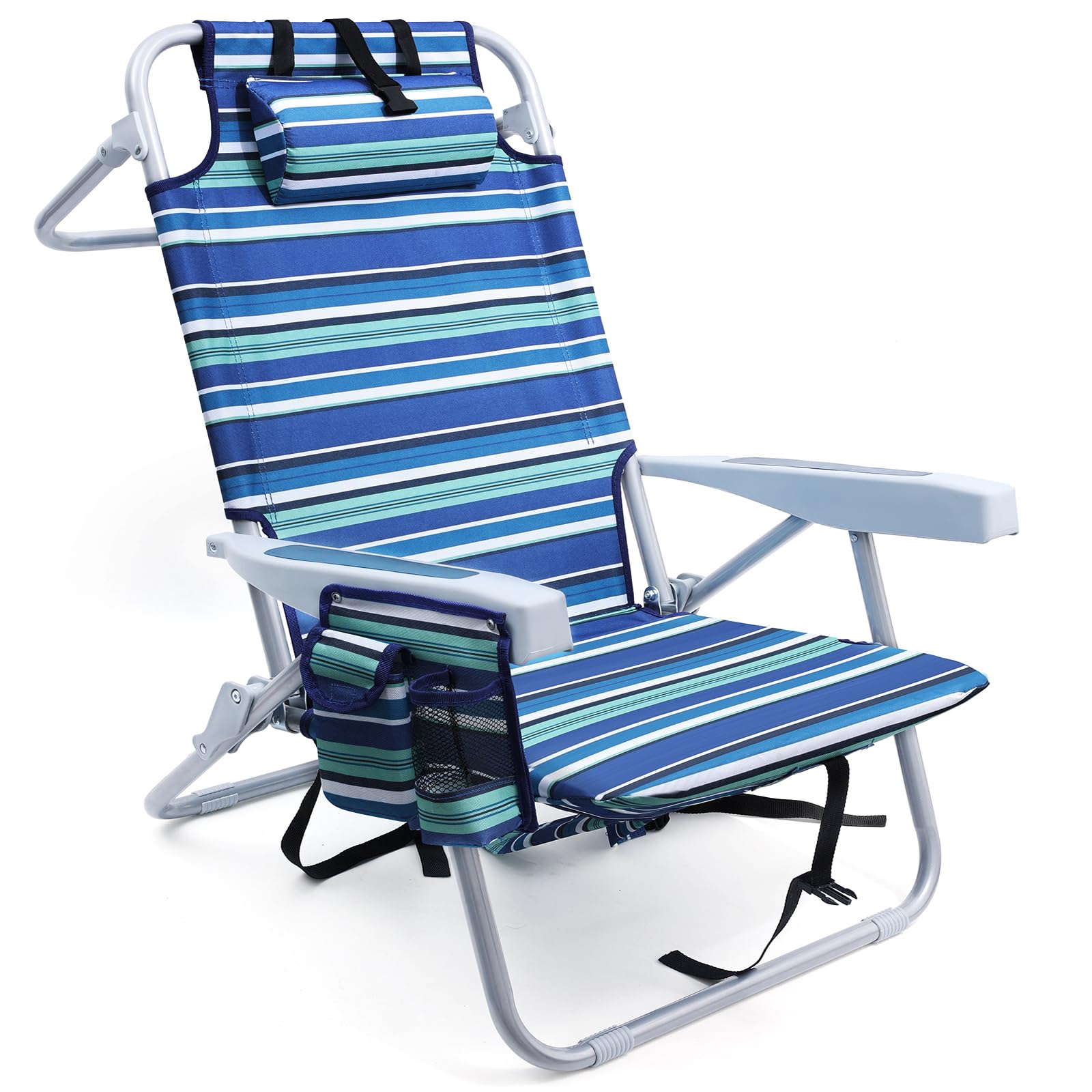 Yestomo Beach Chairs for Adults Heavy Duty, Compact Portable Lay Flat ...