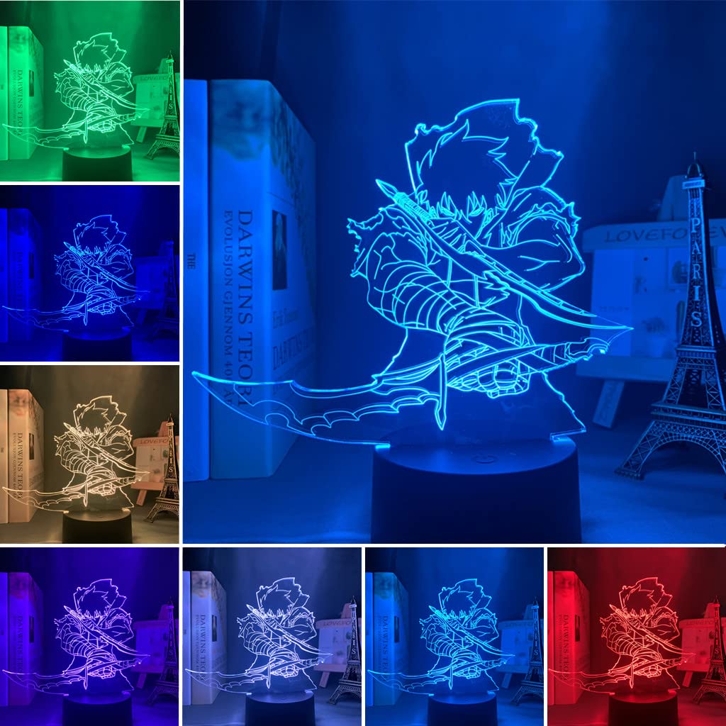 7/16 Color Anime 3D Lamp Manga Solo Leveling LED Night Light Remote ...