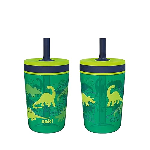 Zak Designs Kelso 15 oz Tumbler Set, (Dino Camo) Leak-Proof Screw-On ...
