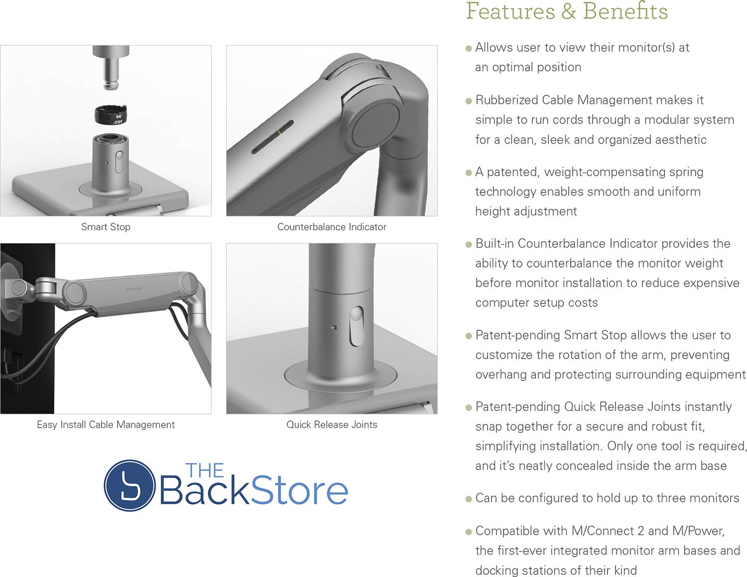 Mua Humanscale M10 Adjustable Heavy Duty Monitor Arm with Angled ...