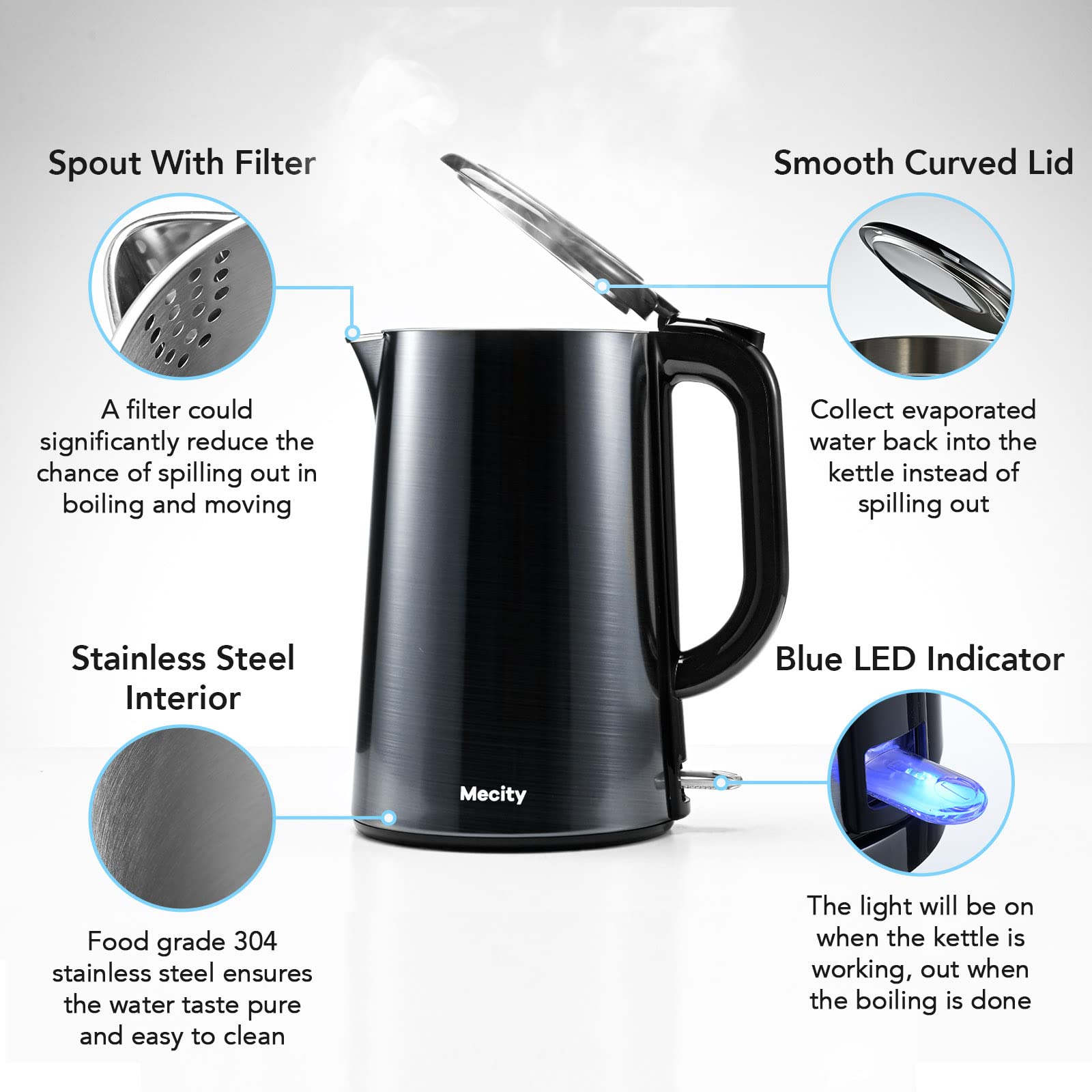 Mua 1.7L Electric Kettle 100% Stainless Steel Interior Fast Heating ...
