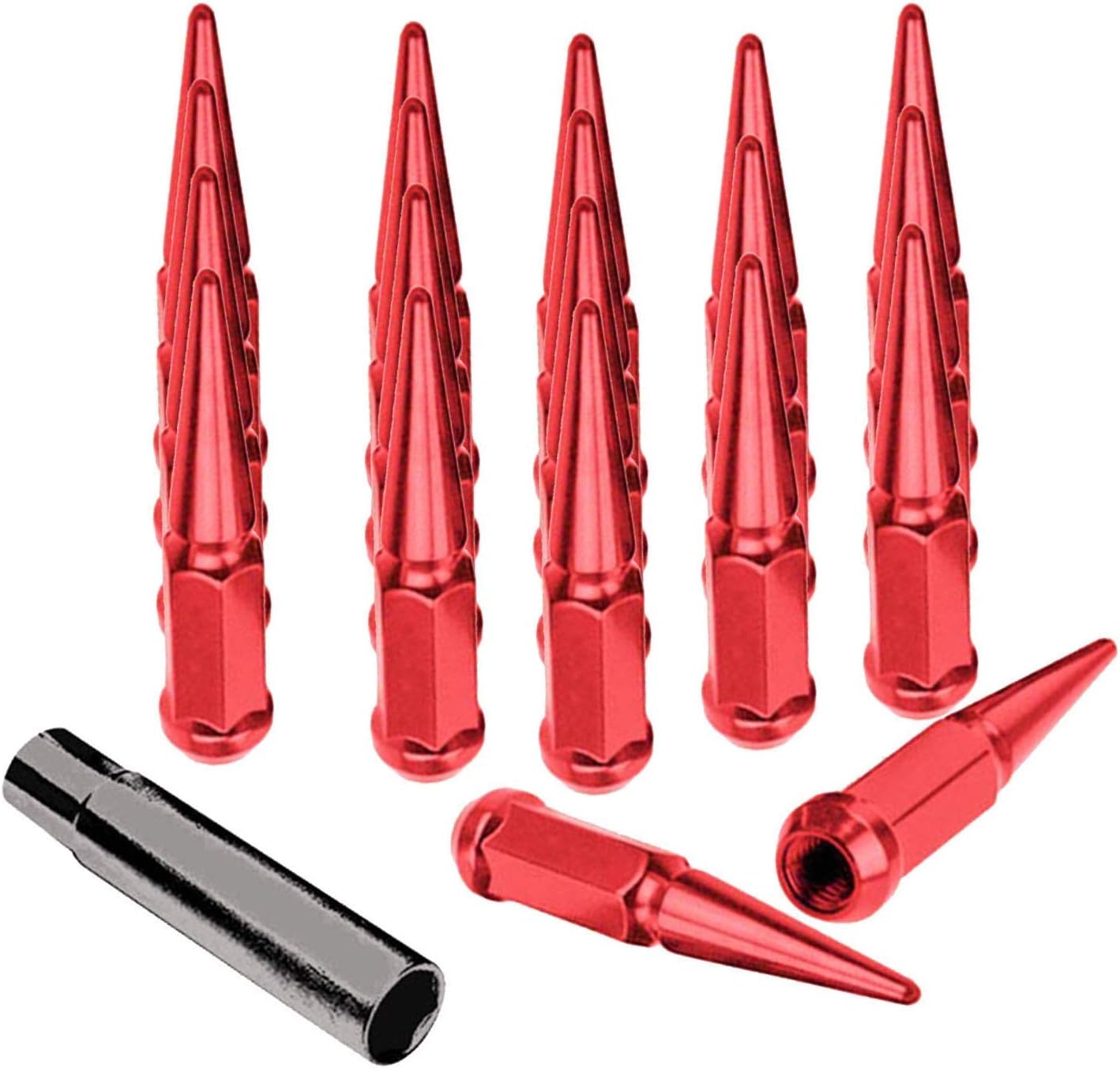 Lug Nuts 1 Socket Key Included 24pc Spike Lug Nut 9/16-18 Black 4.4 ...