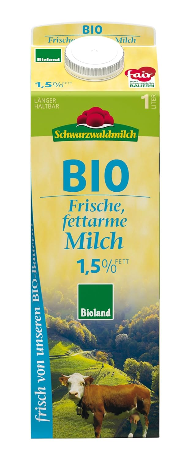 Schwarzwaldmilch frische fettarme Bio-Milch 1.5%, 1l: Amazon.de ...