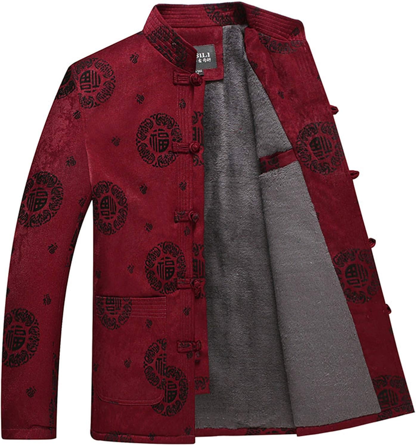 Chinois Traditionnel Hommes Manche Longue Col Montant Costume Tang Art ...