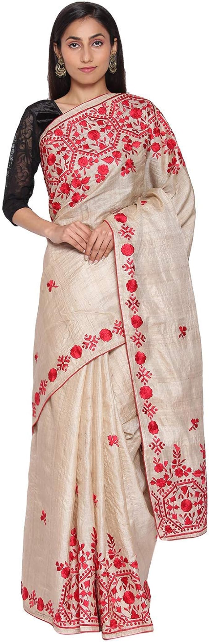 Buy Shambhavi Traditional Style Handloom Silk Saree (Beige, Shambhavi ...