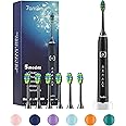 Amazon.com: 7AM2M Sonic Electric Toothbrush with 6 Brush Heads for Adults&Kids, One Charge for ...