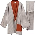 Men's Japanese Style Robes Loose Thicker Warm Winter Kimono Pajamas Suit-Wine Red M at Amazon ...