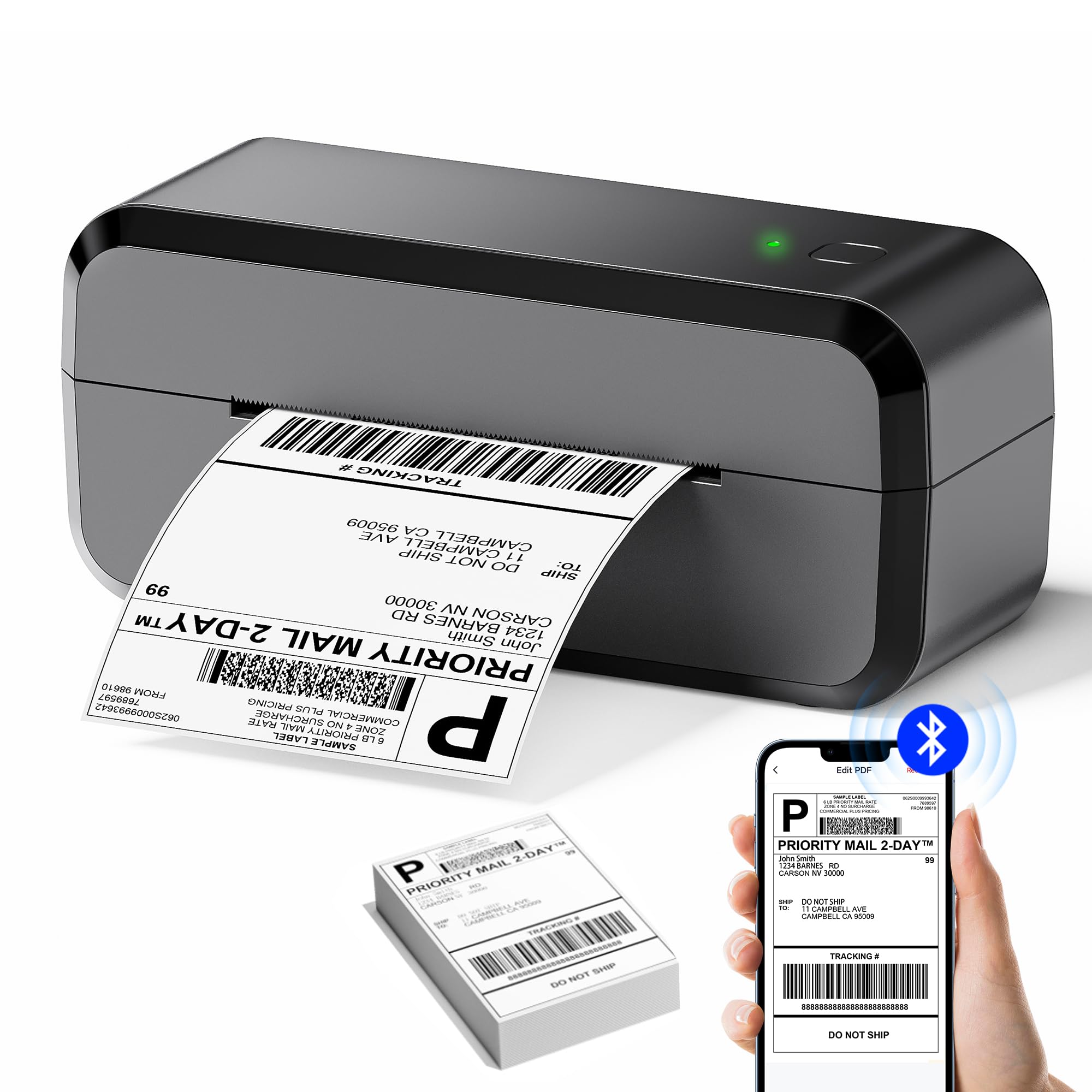 Bluetooth Thermal Shipping Label Printer, Wireless 4x6 Label Printer ...
