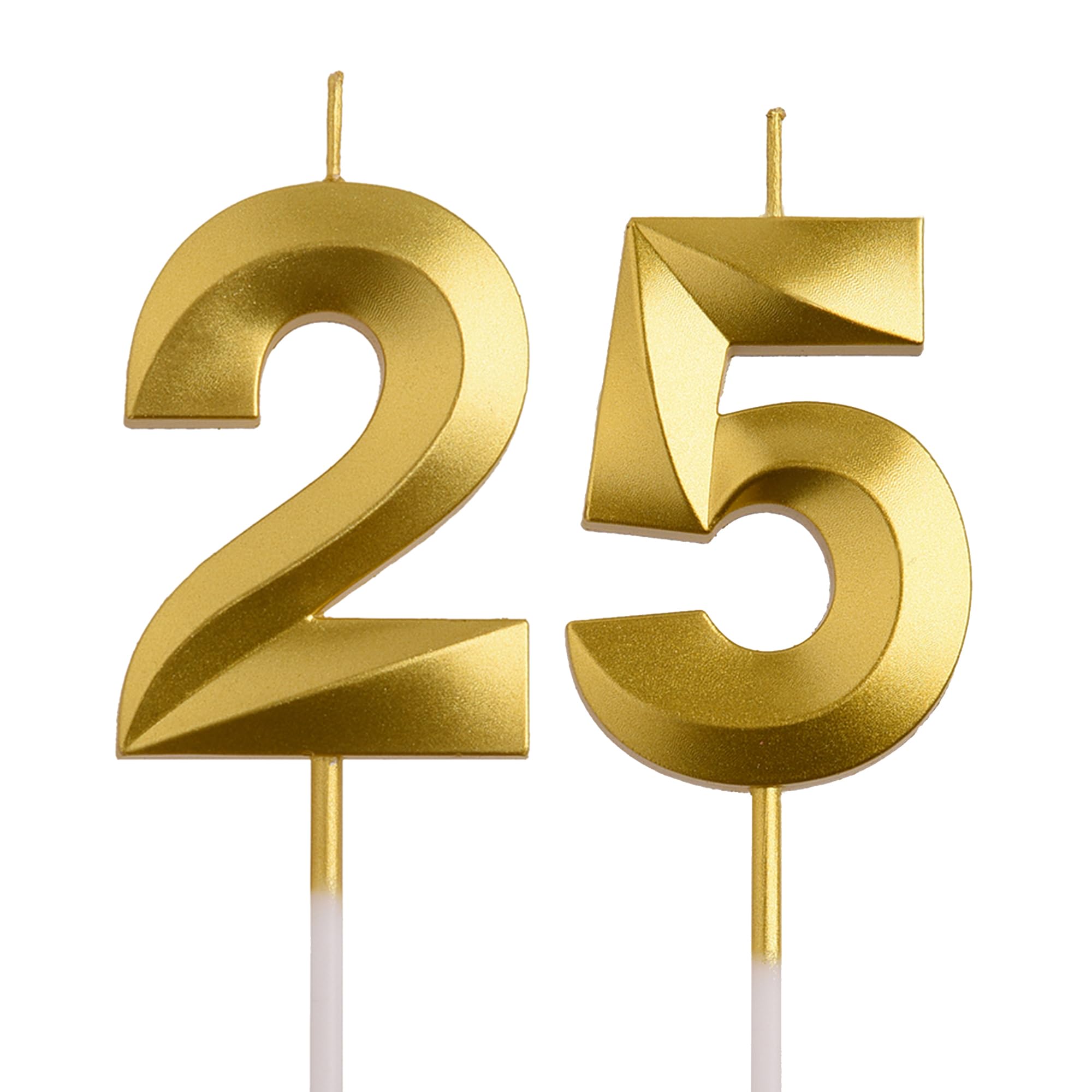 AOOLADA 25th 52nd Birthday Candles, Gold 52 25 Year Old Number Birthday ...