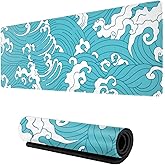 Amazon.com: Japanese Blue and White Wave Gaming Mouse Pad XL, Non Slip ...