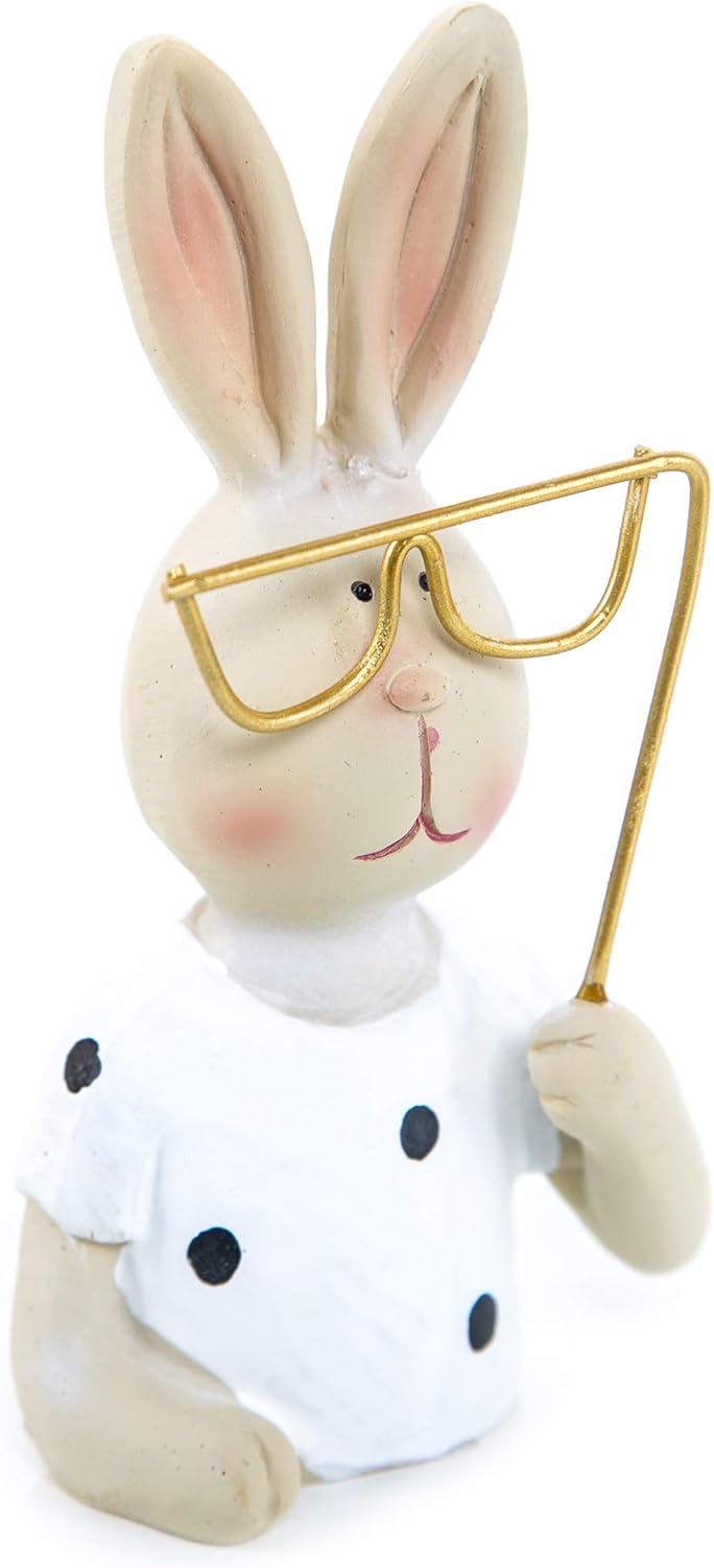 Logbuch-Verlag Cooler Osterhase MIT Brille Deko Figur Ostern aus Ton zum Hinstellen schwarz weiß ...