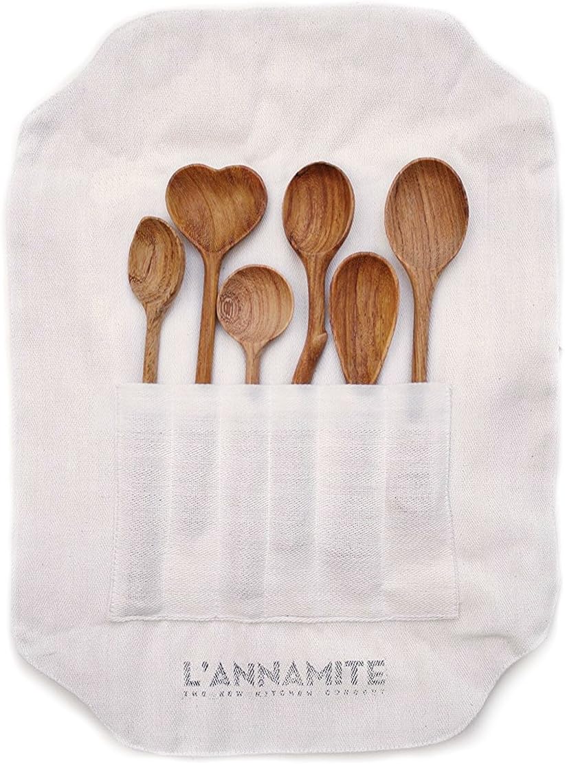 Amazon.com: Wood Spoons Set 6 Pieces - Eco-Friendly Tableware Natural ...