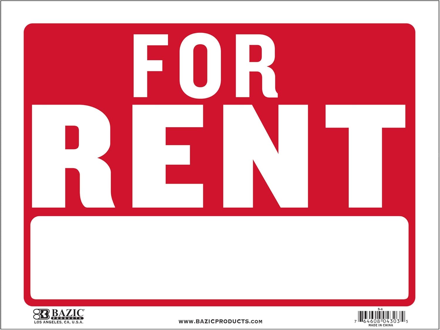 Amazon.com : BAZIC 9" X 12" for Rent Sign, for Lease Rental House Home ...