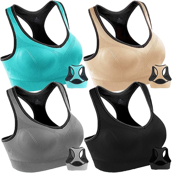 Women Racerback Sports Bras High Impact Workout Yoga Gym Activewear ...