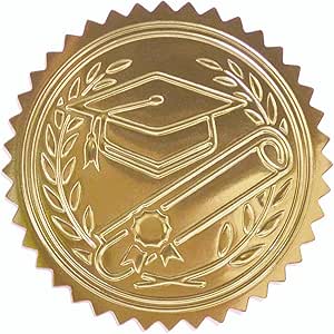 Amazon.com : Embossed Graduation Cap Gold Certificate Seals Diplomas ...