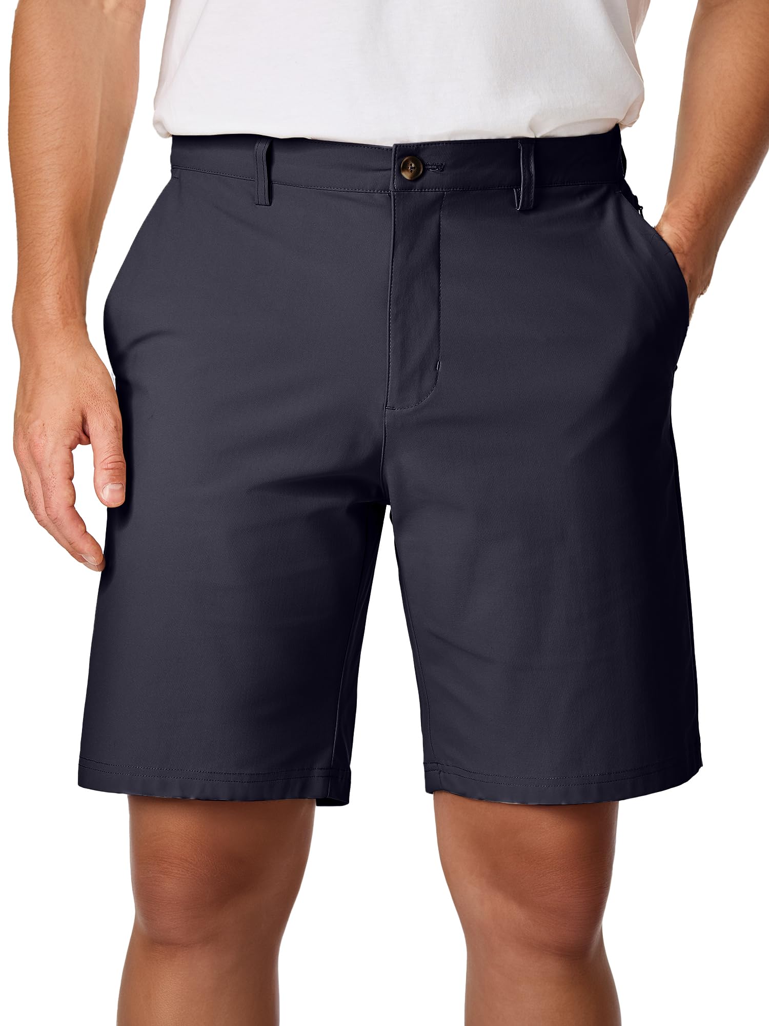JMIERR Men's Golf Shorts 9 Inch Inseam Flat Front Slim Fit Moisture ...